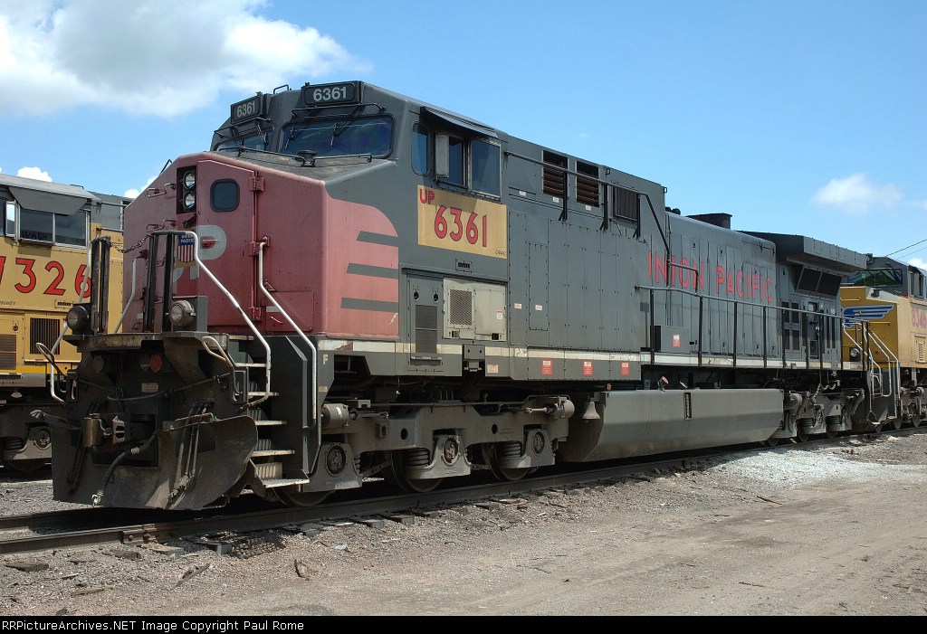 UP 6361, GE C44AC, ex SP 320, sports an unusual paint/patch variation